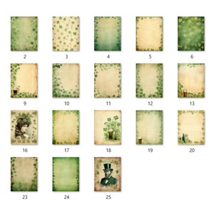 Printable St.patrick’s Day Digital Paper, Irish Shamrock Ephemera, Four ...