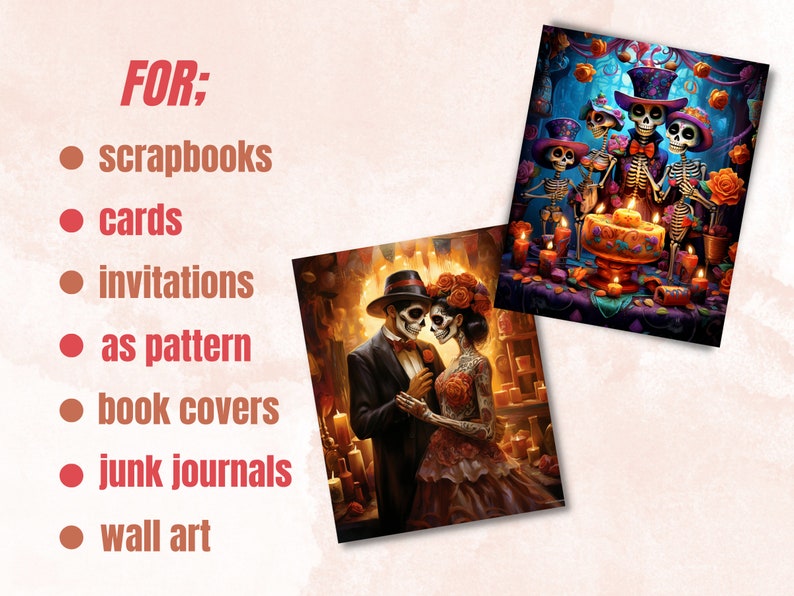 Printable Dia De Los Muertos Digital Paper, Day of the Dead Background ...