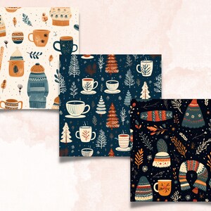 Seamless Cozy Winter Digital Paper Pack, Snowy Holiday Repeating ...