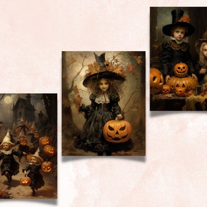 Printable Victorian Halloween Digital Paper, Retro Halloween Ephemera ...