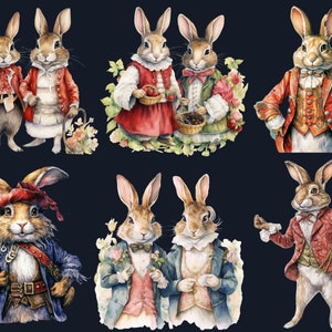 36 PNG Watercolor Fairytale Rabbit Clipart Bundle, Fairy Tale Animal ...