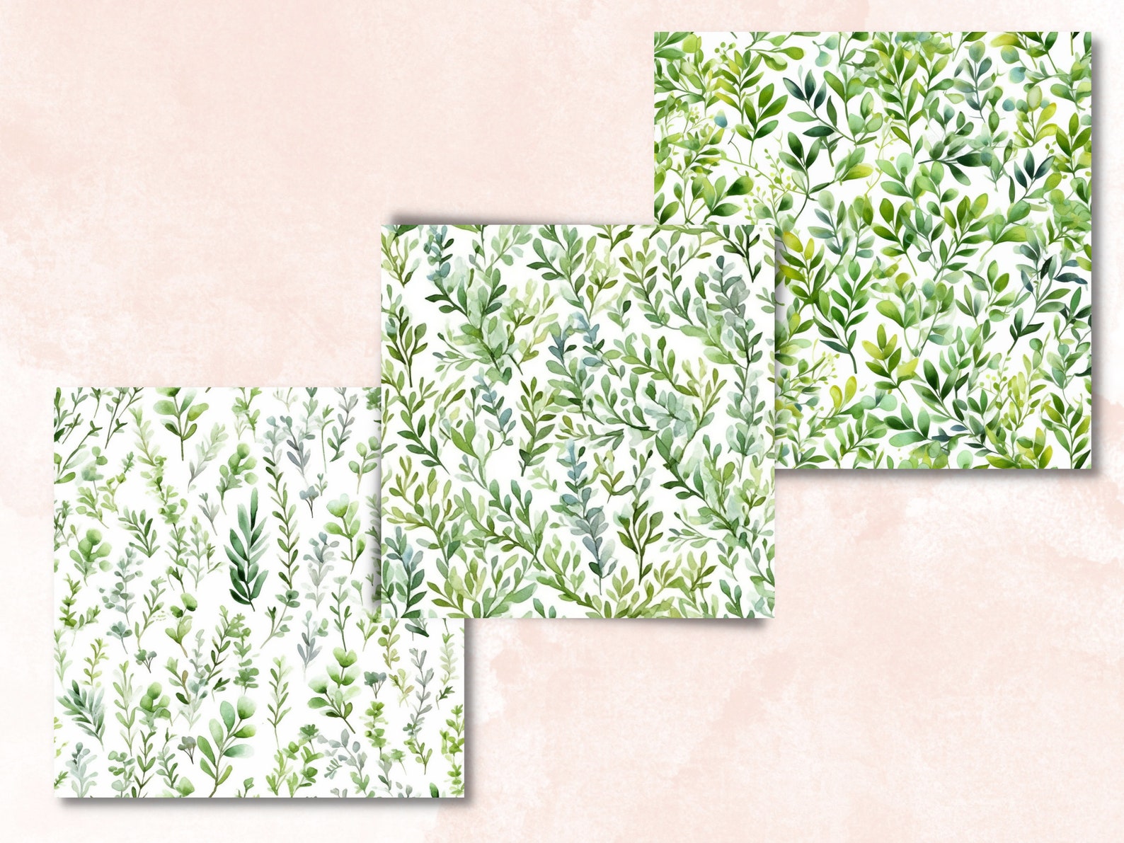 Seamless Watercolor Gentle Leaves Digital Paper, Eucalyptus Greenery ...