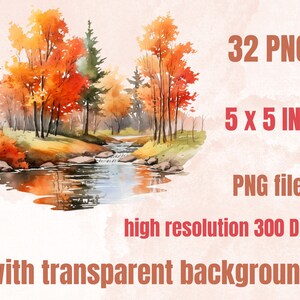 32 PNG Watercolor Fall Woodland Clipart, Autumn Forest Illustrations ...