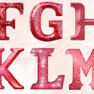 26 PNG Watercolour Valentine's Day Glitter Alphabet Clipart, Love ...