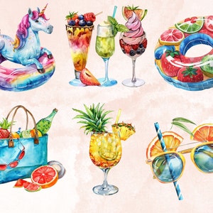 40 PNG Watercolor Pool Party Clipart, Summer Vibes Illustrations Clip ...