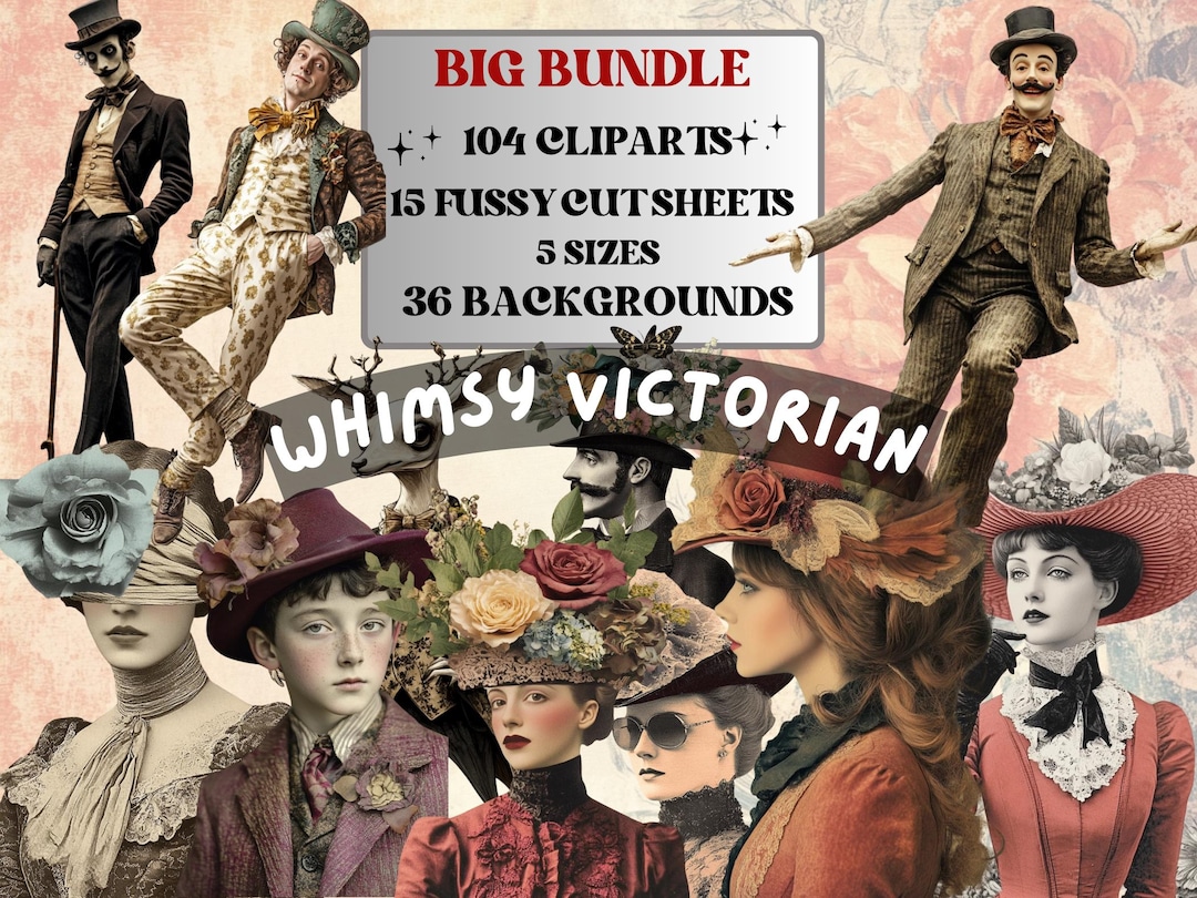 Whimsy Victorian Collage Elements, Surreal Modern Victorian Fussy Cut ...