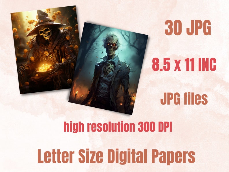 Printable Halloween Horror Characters Digital Paper, Halloween Scenes ...