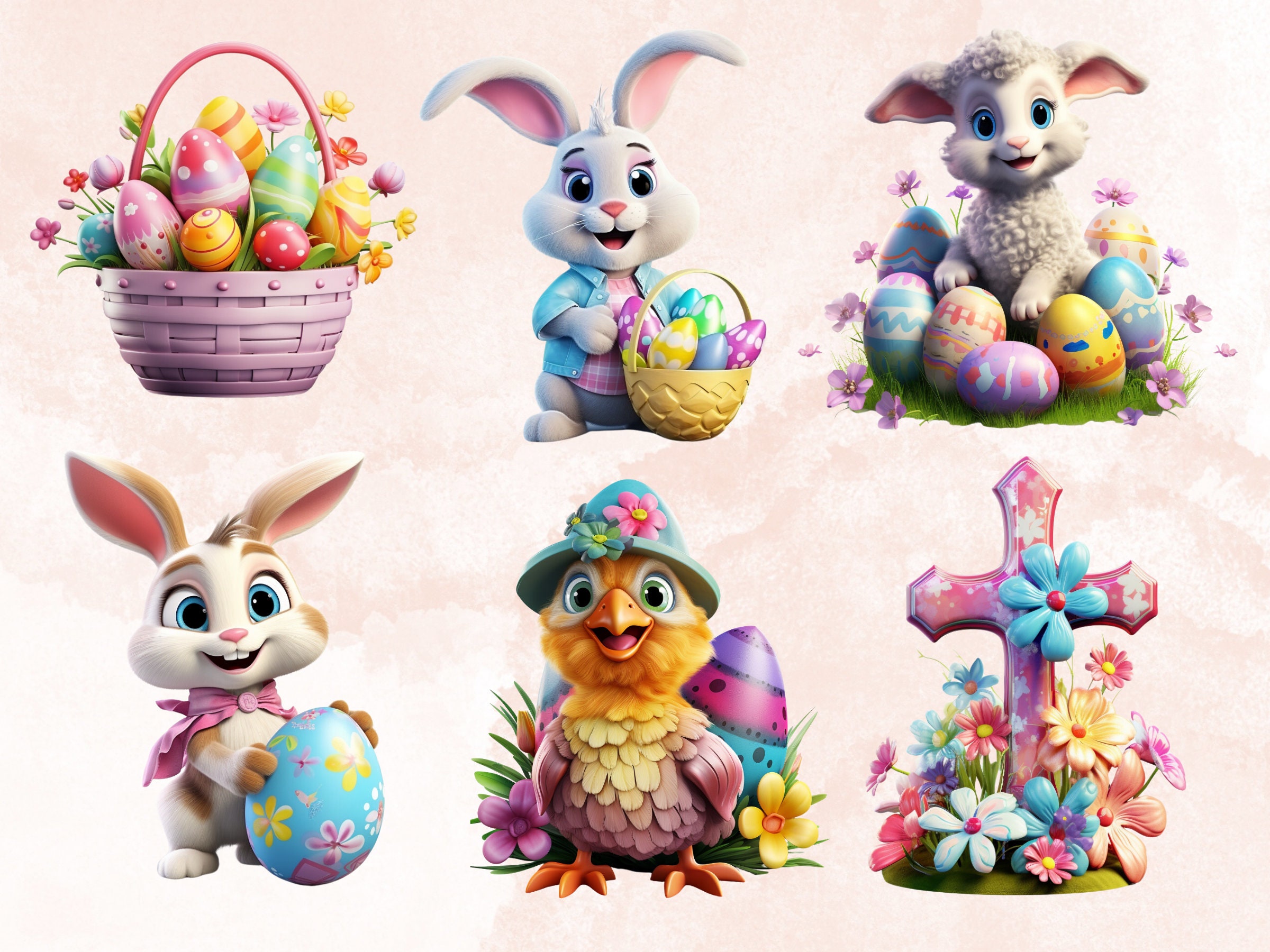 60 PNG Watercolor Cute Easter Clipart, Spring Easter Egg Illustrations ...
