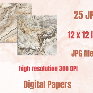 Neutral Marble Texture Digital Paper Pack, Beige Marble Pattern ...