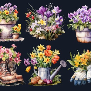 45 PNG Watercolor Spring Garden Clipart, Floral Spring Gardening ...