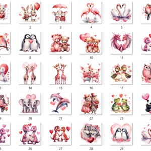 30 PNG Watercolor Valentine's Day Animal Couple Clipart, Valentines Day ...