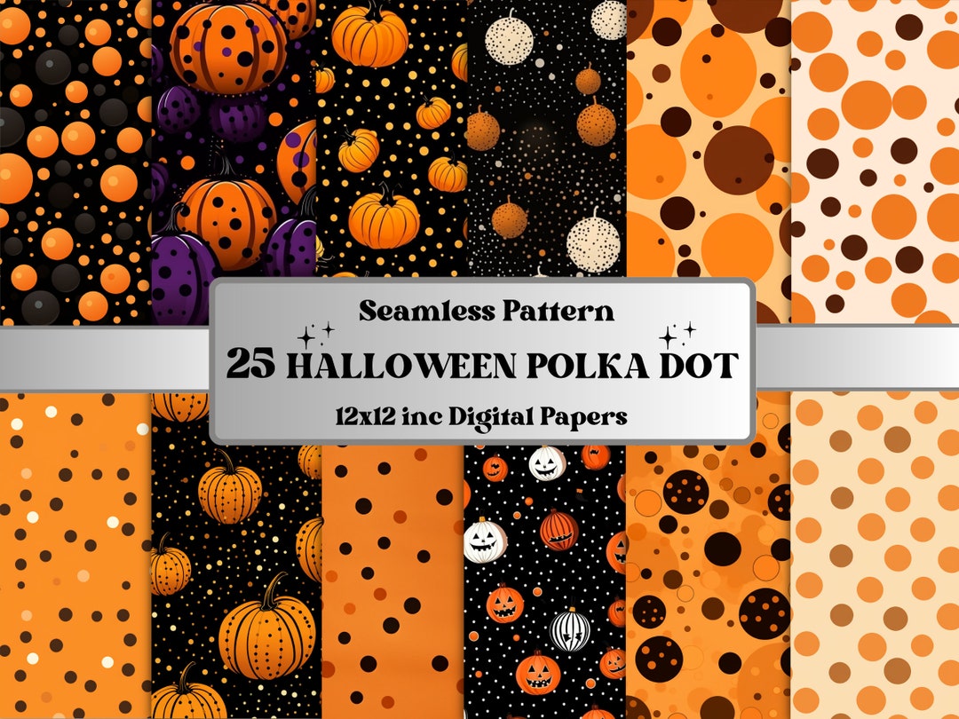 Seamless Halloween Polka Dot Digital Paper Pack, Fall Polka Dots ...