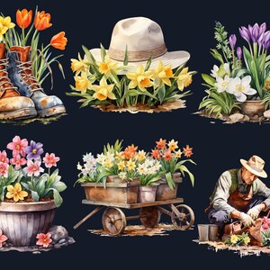 45 PNG Watercolor Spring Garden Clipart, Floral Spring Gardening ...