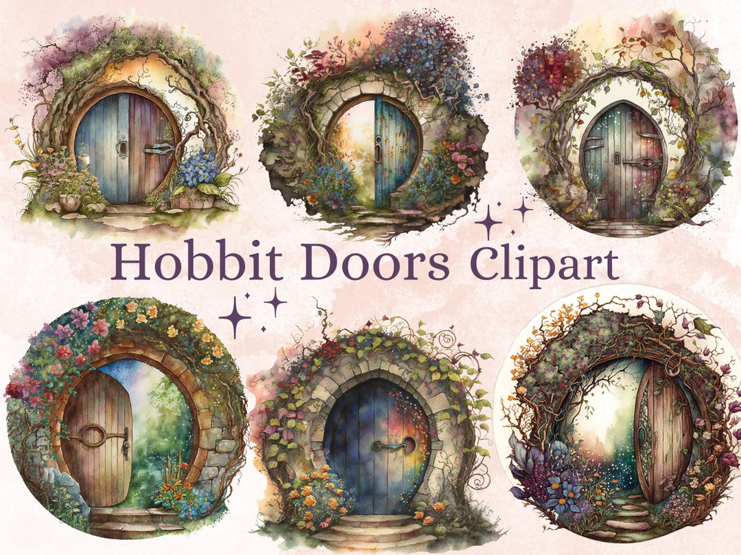15 PNG Aquarell Hobbit Türen Clipart, Feentüren Clip Art, druckbare ...