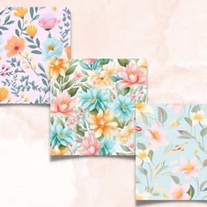 Seamless Pastel Flowers Digital Paper, Pastel Floral Seamless Pattern ...