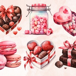 50 PNG Watercolor Valentine's Day Dessert Clipart, Sweet Valentines Day ...