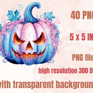 40 PNG Watercolour Pastel Halloween Bundle Clipart, Cute Pink Halloween ...