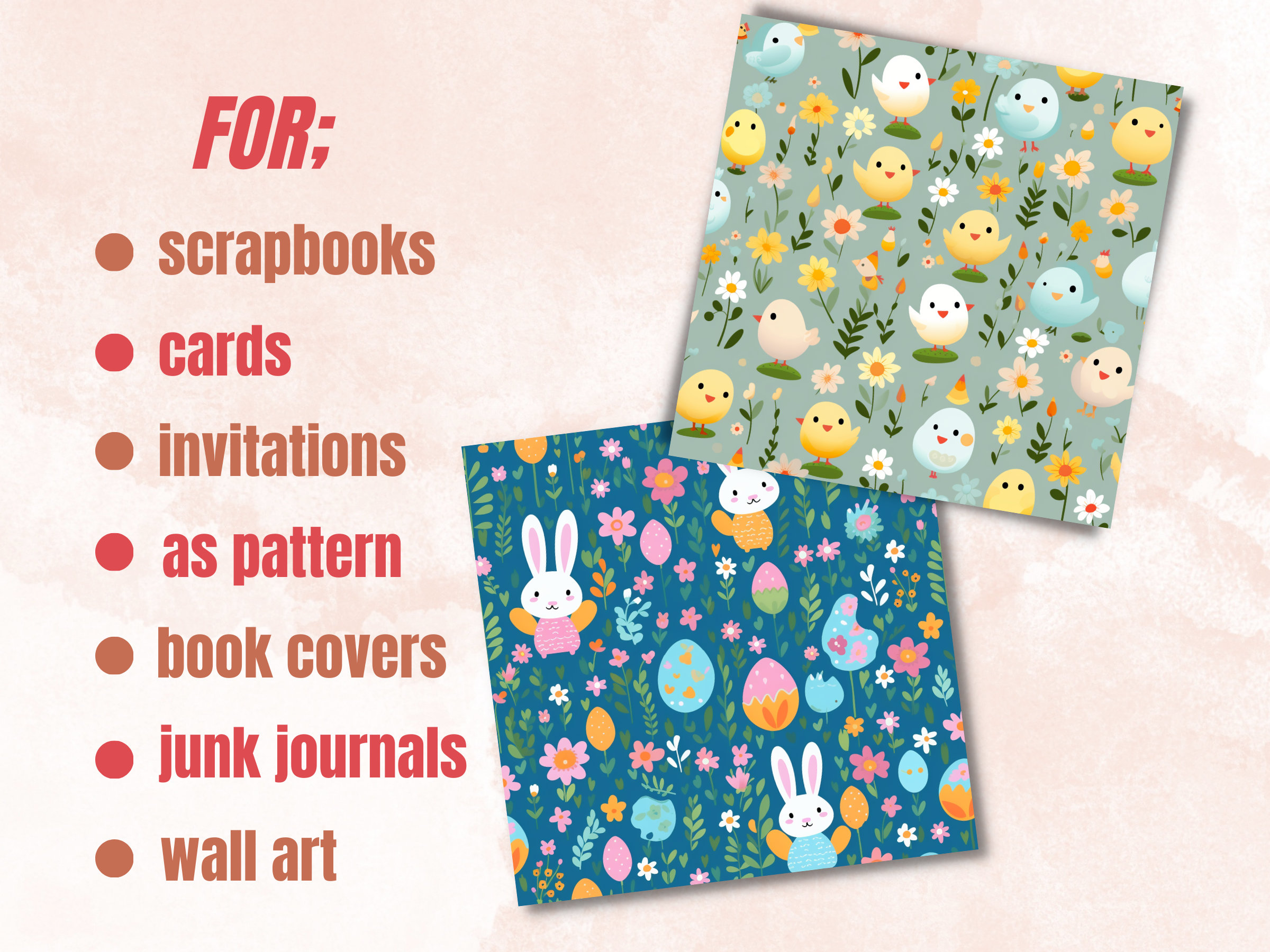 Seamless Cute Easter Digital Paper, Easter Bunny Seamless Pattern ...