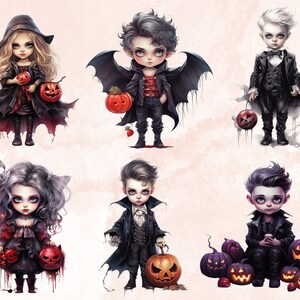 28 PNG Watercolor Little Vampires Clipart, Cute Creepy Halloween ...