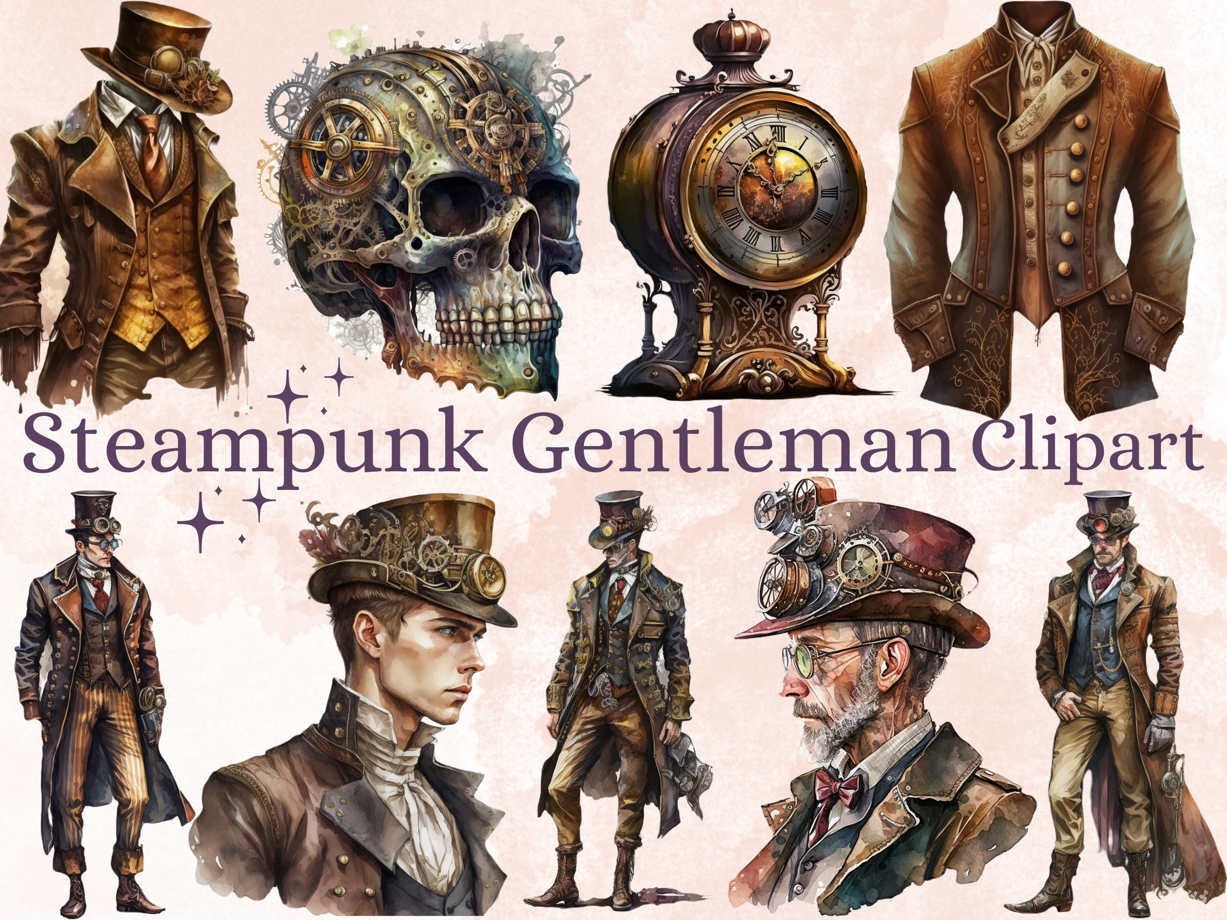 32 PNG Watercolour Steampunk Gentleman Clipart Steampunk Man - Etsy Australia