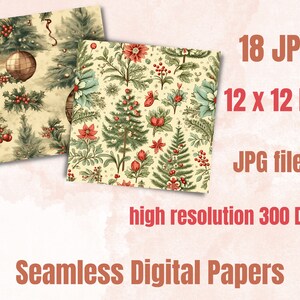 Seamless Vintage Christmas Digital Paper Pack, Winter Holiday Seamless ...