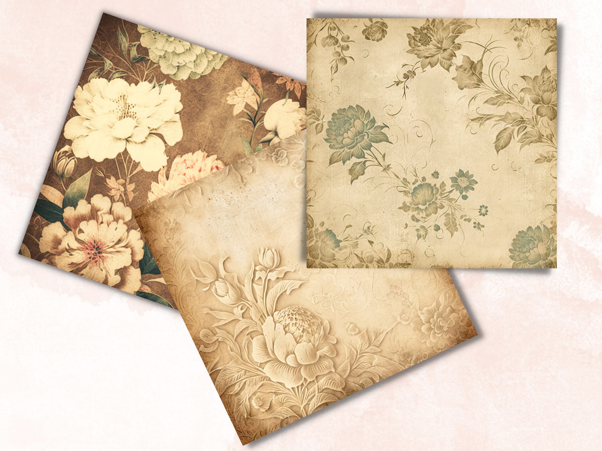 Vintage Floral Digital Paper Vintage Old Spring Floral Paper - Etsy