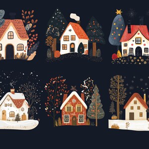 30 PNG Scandinavian Christmas House Clipart, Christmas House Folk Art ...
