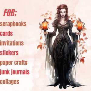 45 PNG Watercolor Gothic Fall Clipart Bundle , Creepy Autumn Pumpkin ...