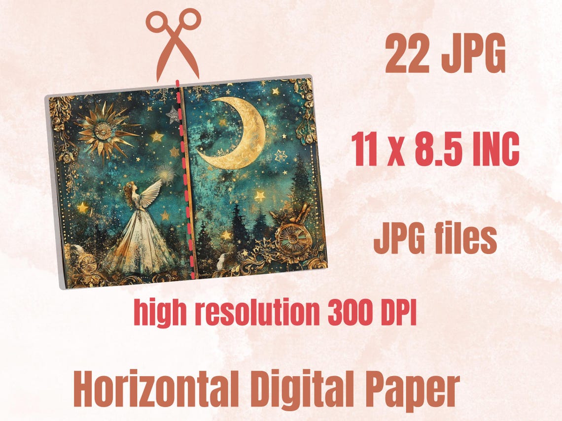 Celestial Christmas Junk Journal Kit, Starry Holly Noel Pages Ephemera ...