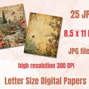 Printable Spring Secret Garden Digital Paper, Floral Garden Collage ...