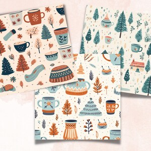 Seamless Cozy Winter Digital Paper Pack, Snowy Holiday Repeating ...