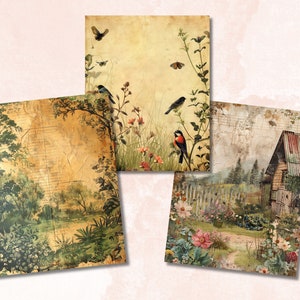 Printable Spring Garden Digital Paper, Floral Secret Garden Collage ...