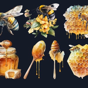 40 PNG Watercolour Fantasy Honey Bee Clipart, Floral Bee Png Clip Art ...