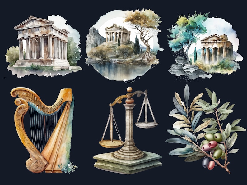 35 PNG Watercolor Fantasy Ancient Greek Clipart, Ancient Greek ...