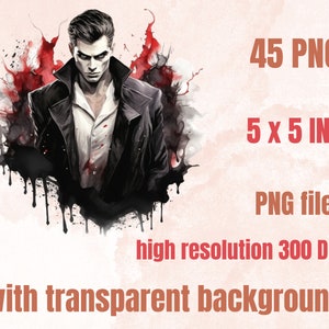 45 PNG Watercolor Halloween Vampires Clipart, Horror Halloween ...