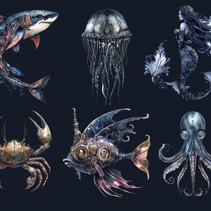 40 PNG Watercolor Gothic Underwater Clipart, Creepy Ocean Clip Art ...