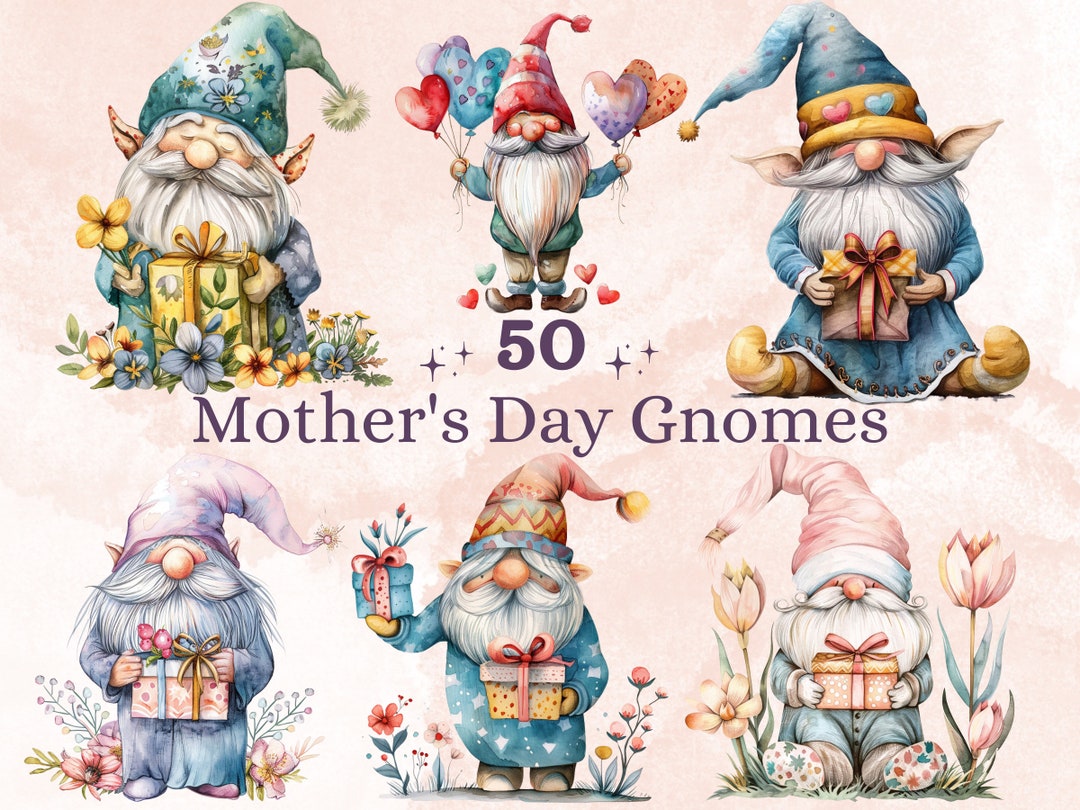 50 PNG Watercolor Mother's Day Gnomes Clipart, Gnome Cute Mothers Day ...