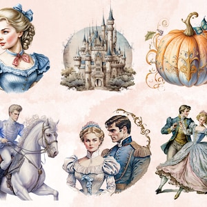 40 PNG Watercolour Cinderella Clipart, Cinderella Png, Fairytale ...