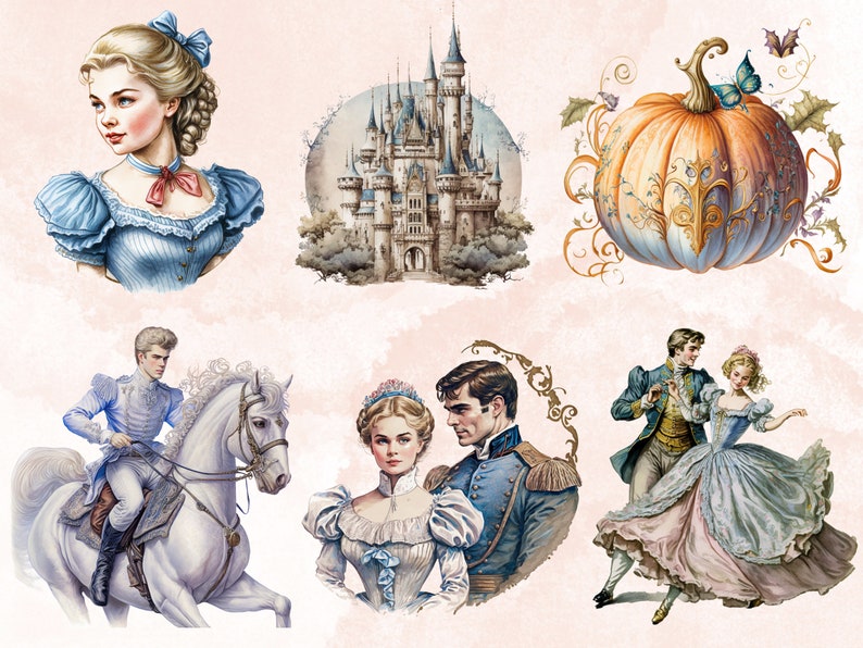40 PNG Watercolour Cinderella Clipart, Cinderella Png, Fairytale ...