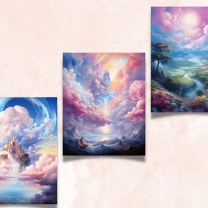 Printable Fantasy Clouds Digital Paper, Cloudy Sky Background, Sky ...