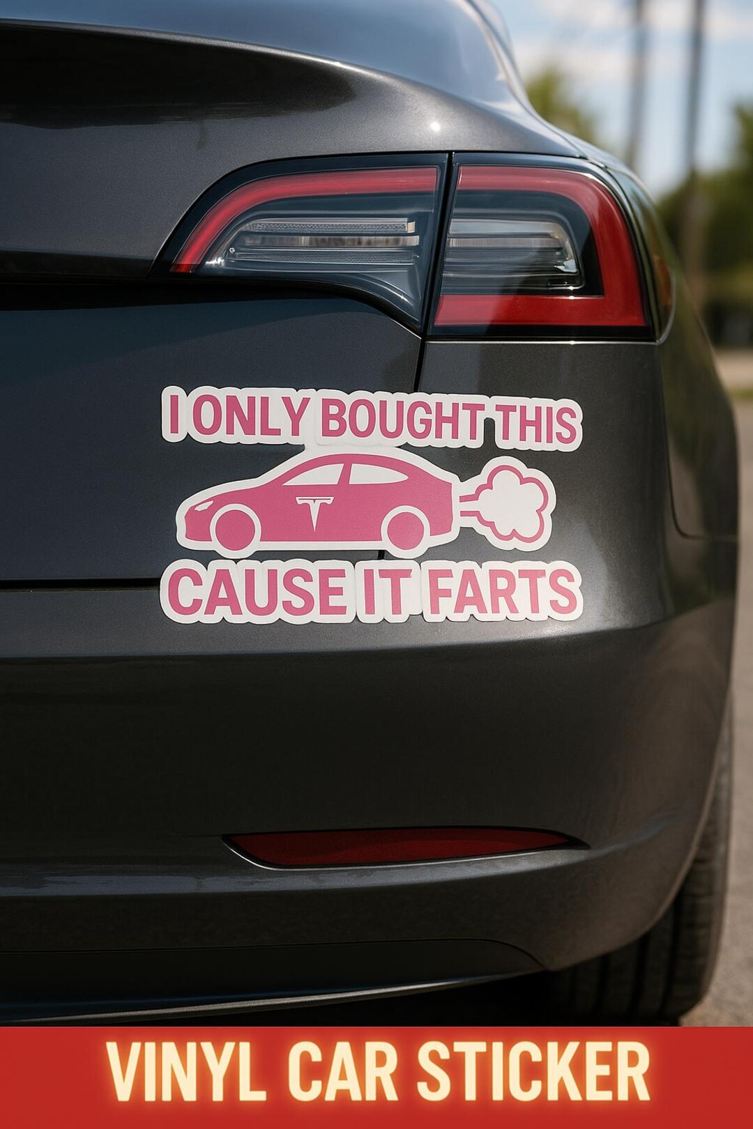 Funny Tesla "i Bought This 'cause It Farts" Vinyl Car Sticker, Elon ...