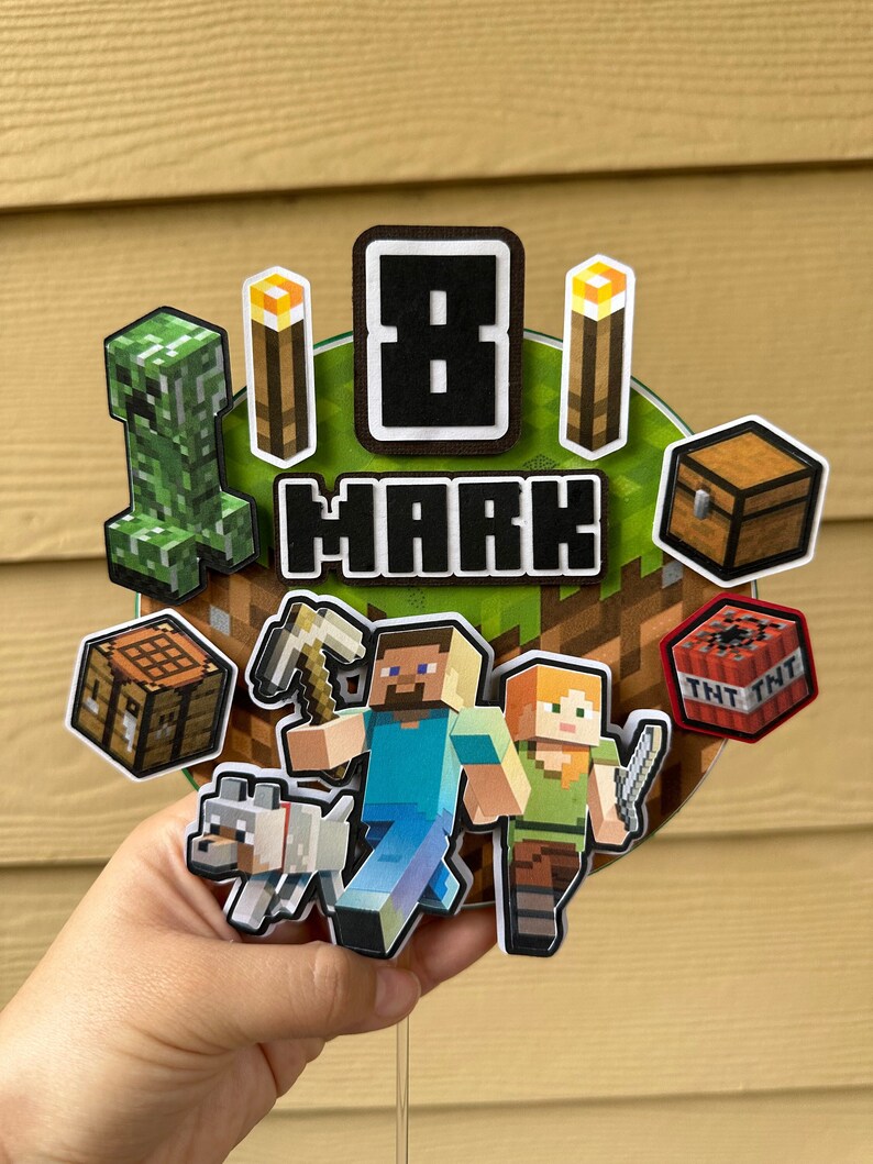 Mining Gamer Cake Topper - Etsy