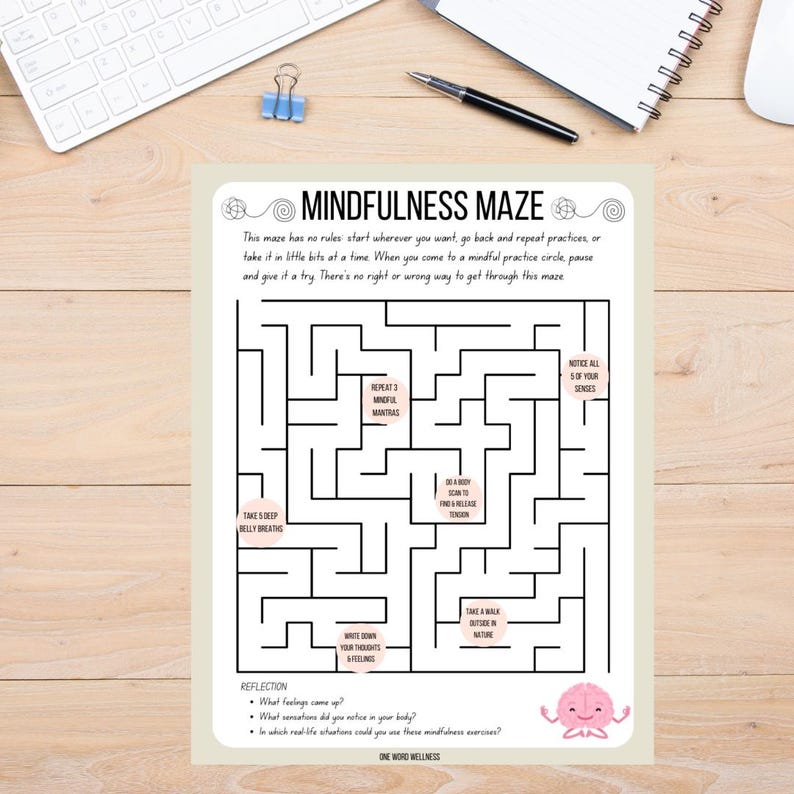 Mindfulness Maze Activity, Self-care Resource, School Counseling, Self ...