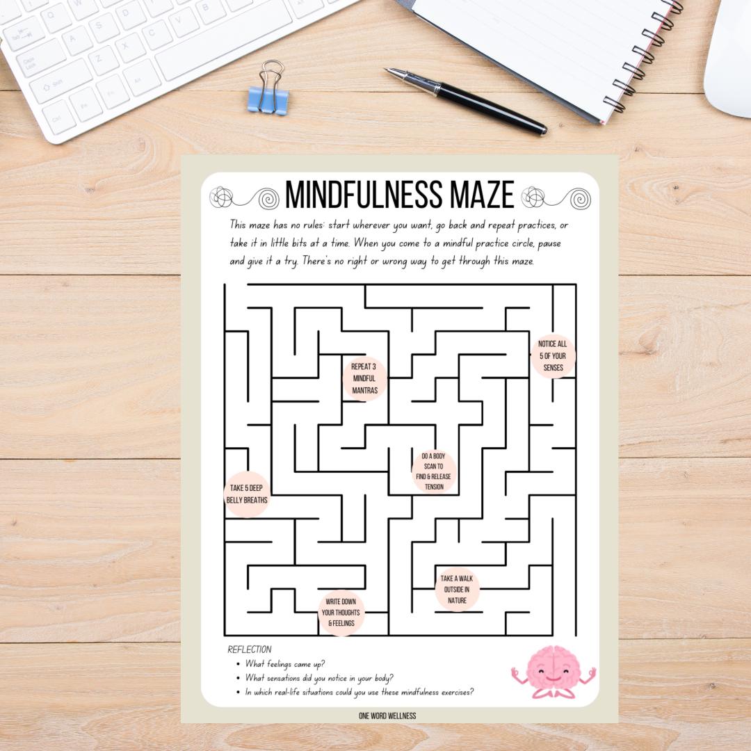 Mindfulness Maze Activity, Self-care Worksheet (digital Download PDF) - Etsy