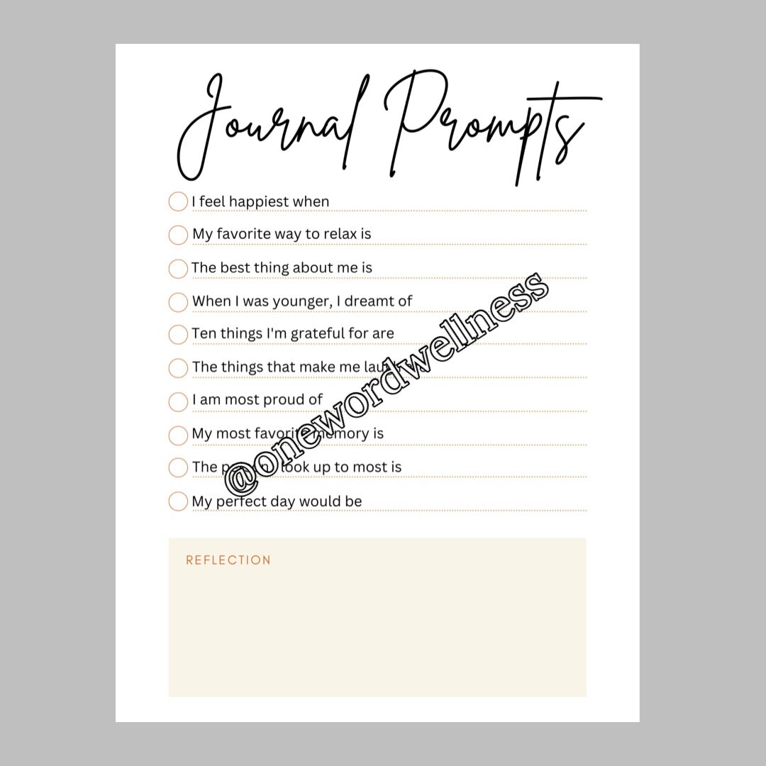 Positive Journal Prompts Printable, Counseling Resource, Journaling ...