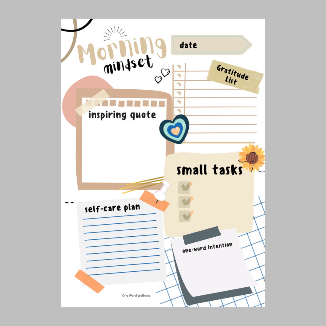 Morning Mindset Printable, Gratitude List, Self-care, Teen Mental ...