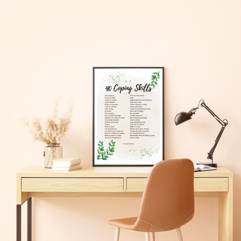40 Coping Skills Printable, Therapy and Self-help, Stress Relief ...
