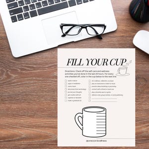 Fill Your Cup, School Counseling Activity, Therapy, Self-help Tools, Mental Health Printable ...