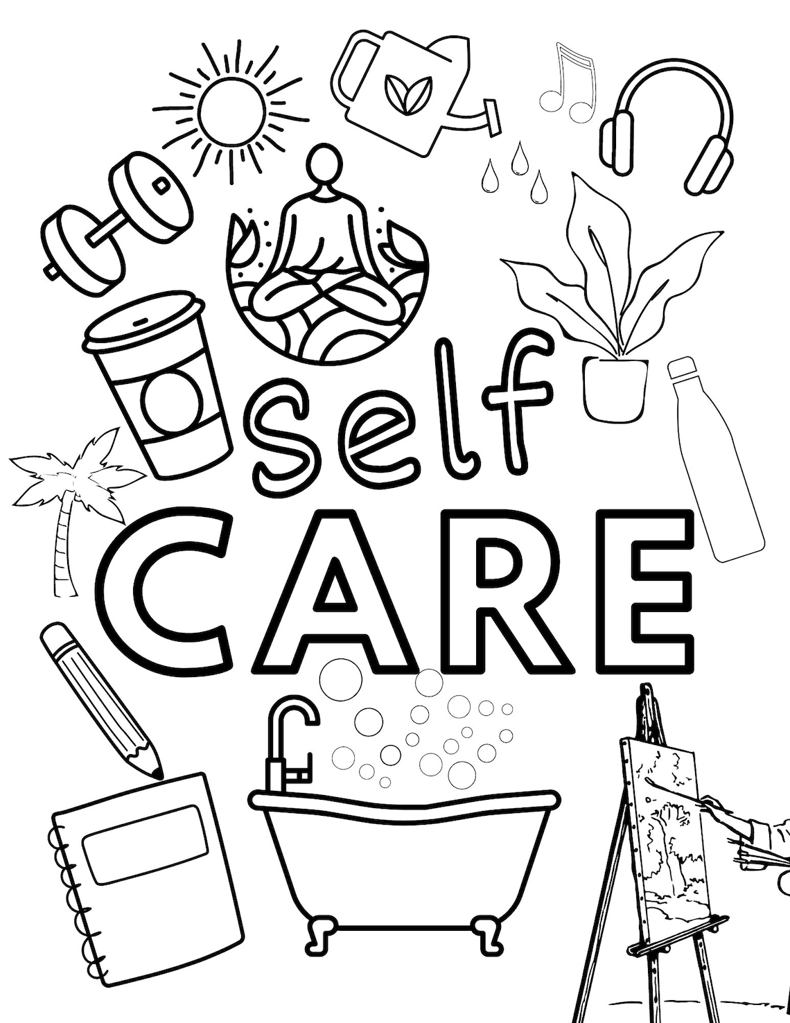 Positive Affirmation Coloring Pages, Inspirational Self-care Coloring ...