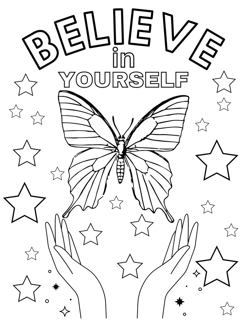 Positive Affirmation Coloring Pages, Inspirational Self-care Coloring ...